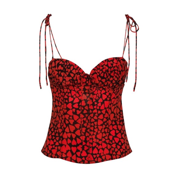 Realisation Par | Tops | Realisation Par Red And Black Heart Top | Poshmark